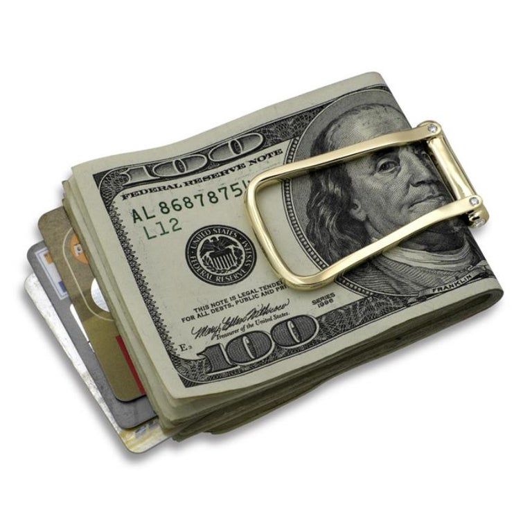 Gold Money Clip with Diamonds 14 Karat Yellow Gold, Ben Dannie For Sale ...