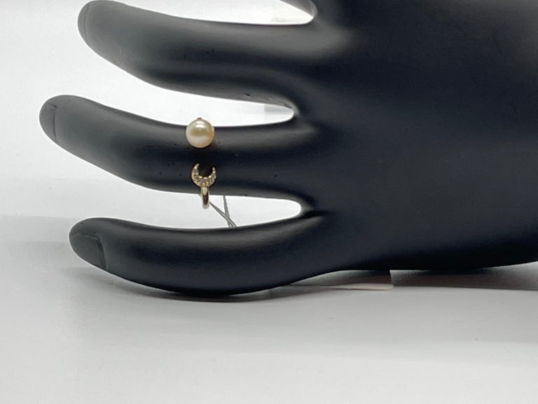 Gold Moonlit Pearl and Diamond Ring For Sale at 1stDibs