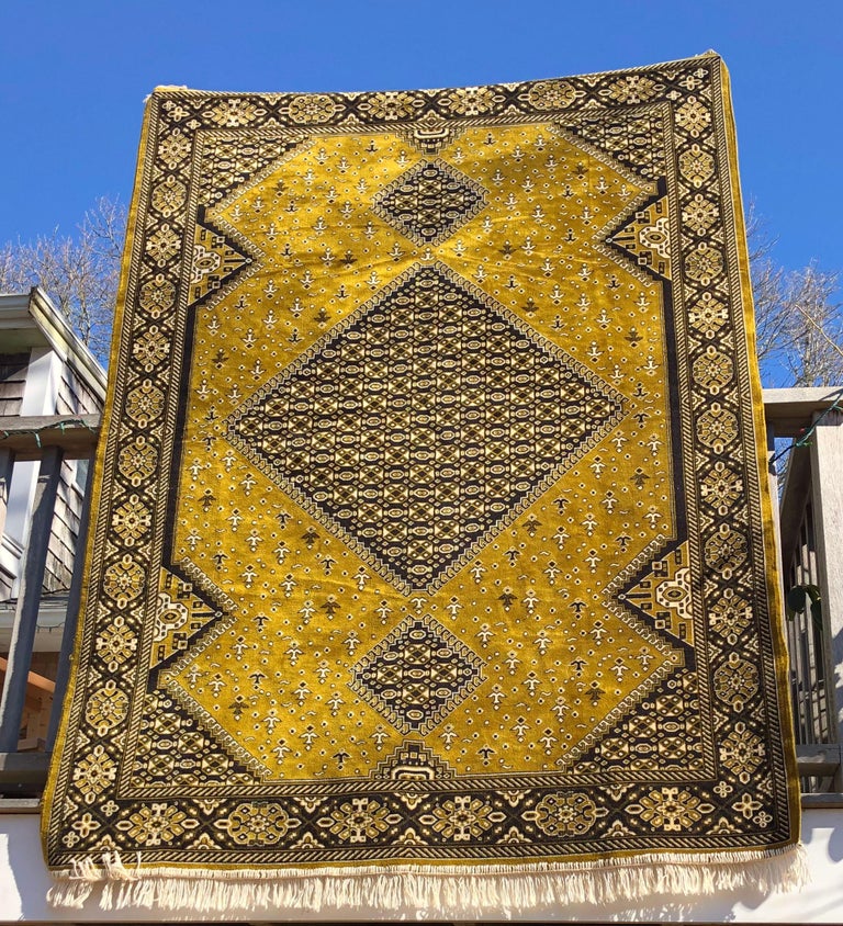 New Contemporary Moroccan Silk Area Rug - Rabat Style Gold Velvet For ...