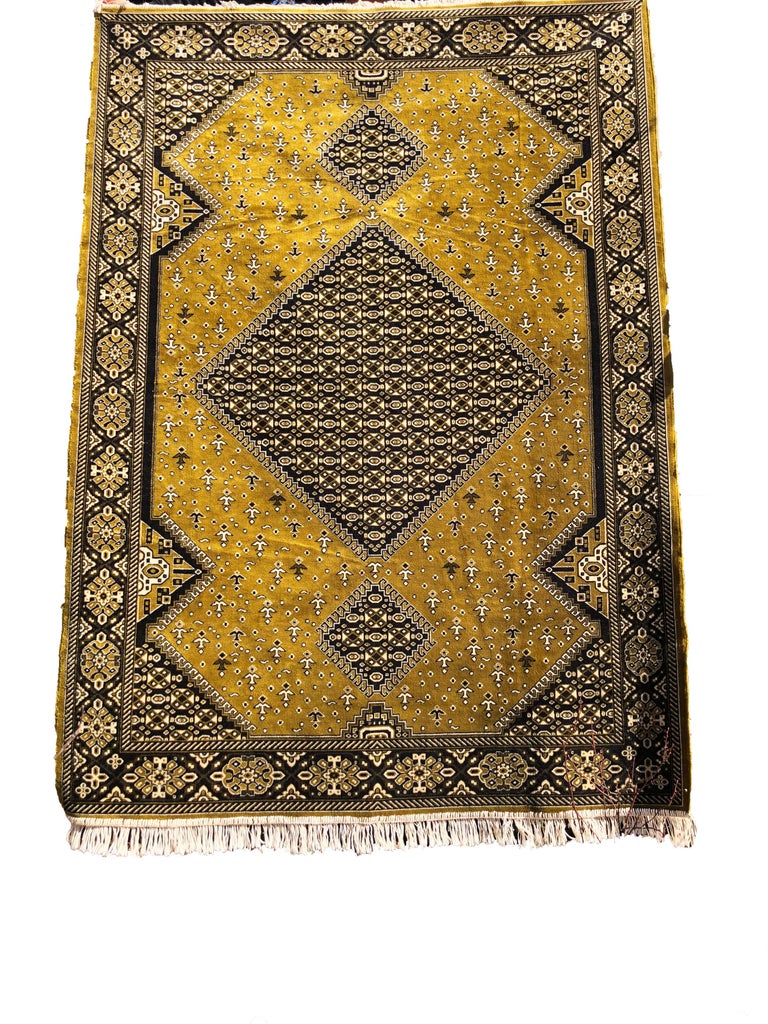 New Contemporary Moroccan Silk Area Rug - Rabat Style Gold Velvet For ...