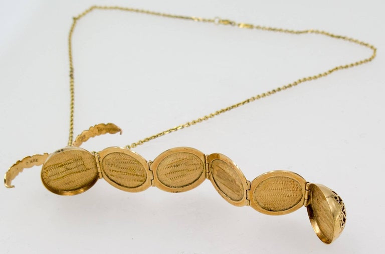 Gold Multiframe Ball Locket and Chain at 1stDibs