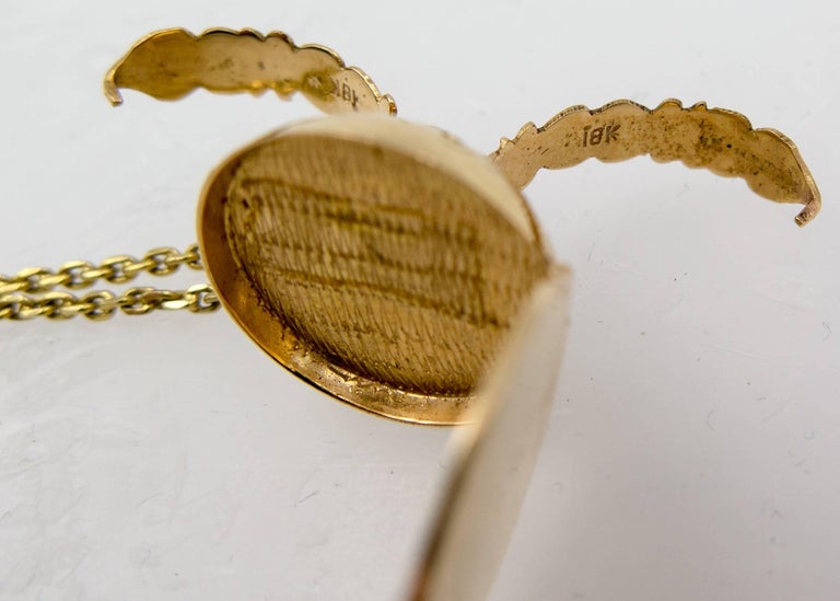 Gold Multiframe Ball Locket and Chain at 1stDibs