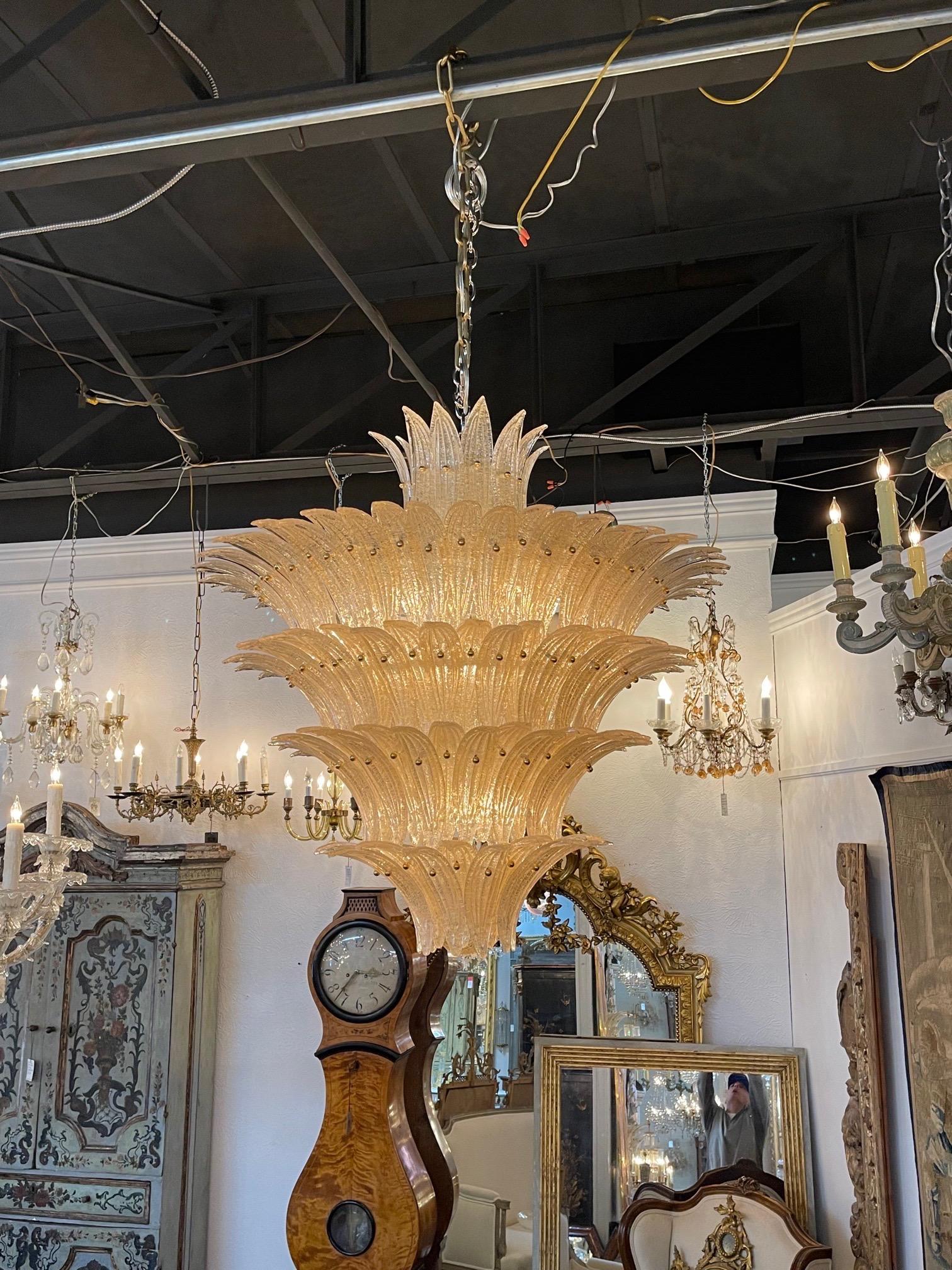 Gold Murano Glass Waterfall Chandelier at 1stDibs