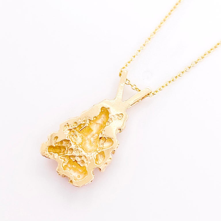 Gold Nugget Pendant in 14 Kt Yellow Gold with Cable Chain, Nugget For ...