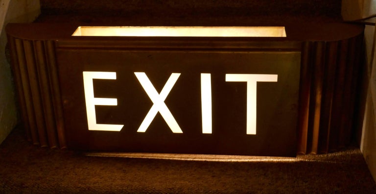 Gold Odeon Cinema EXIT Sign Electric Light at 1stDibs