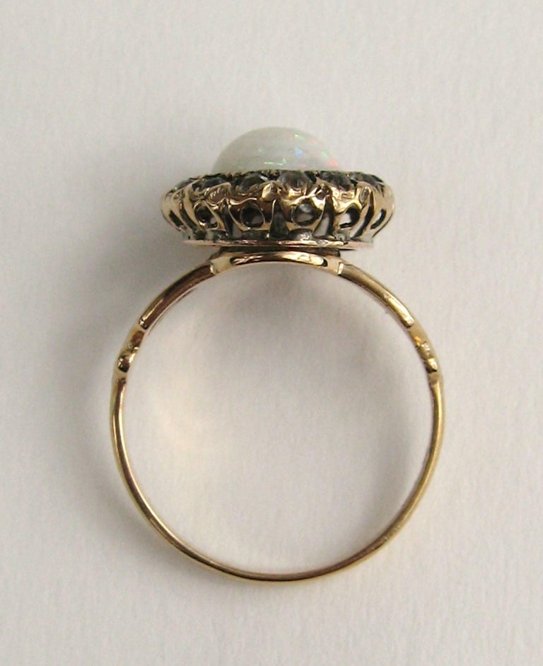 Gold Opal Diamond Halo Ring by Ostby and Barton For Sale at 1stDibs