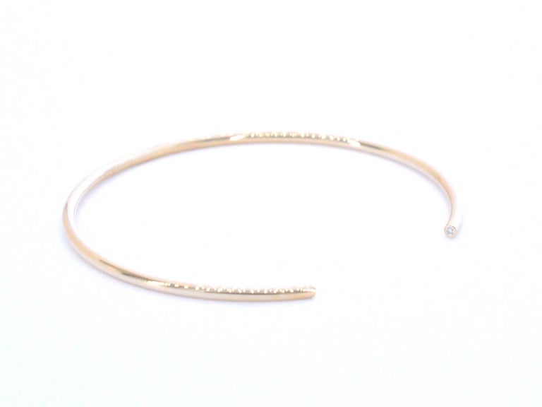 Gold Open Bracelet with Two Diamonds For Sale at 1stDibs