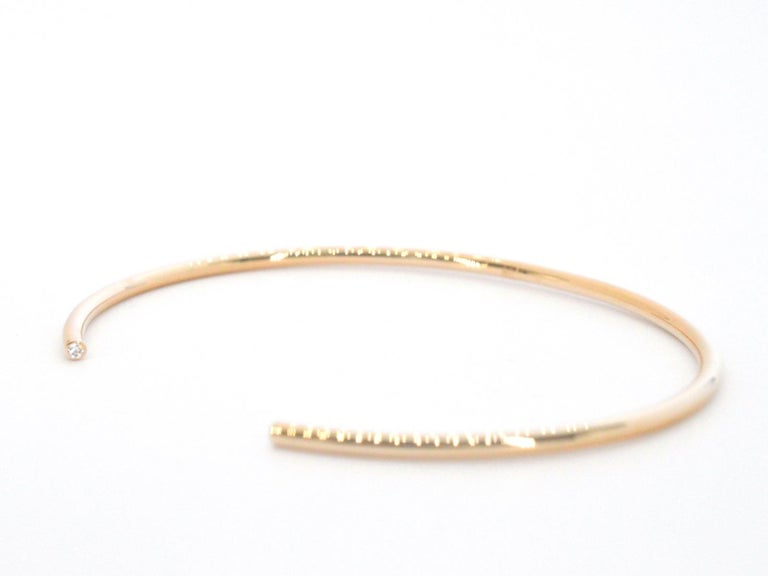 Gold Open Bracelet with Two Diamonds For Sale at 1stDibs