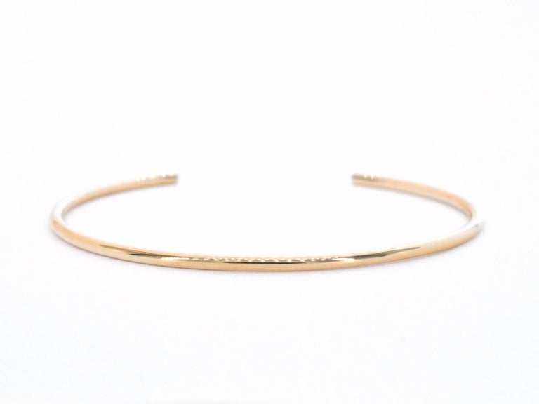 Gold Open Bracelet with Two Diamonds For Sale at 1stDibs