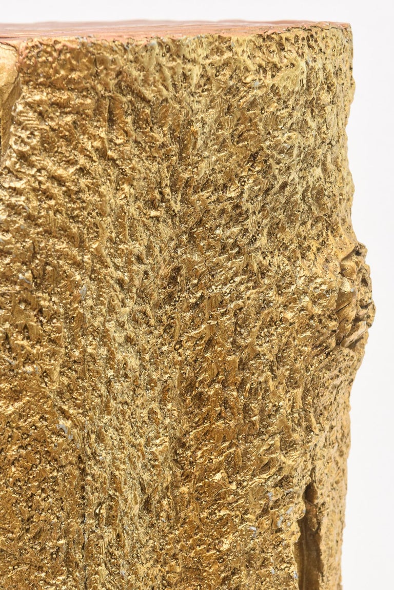 Gold Painted Resin Plaster Composition Tree Stump Stool or Side Table ...