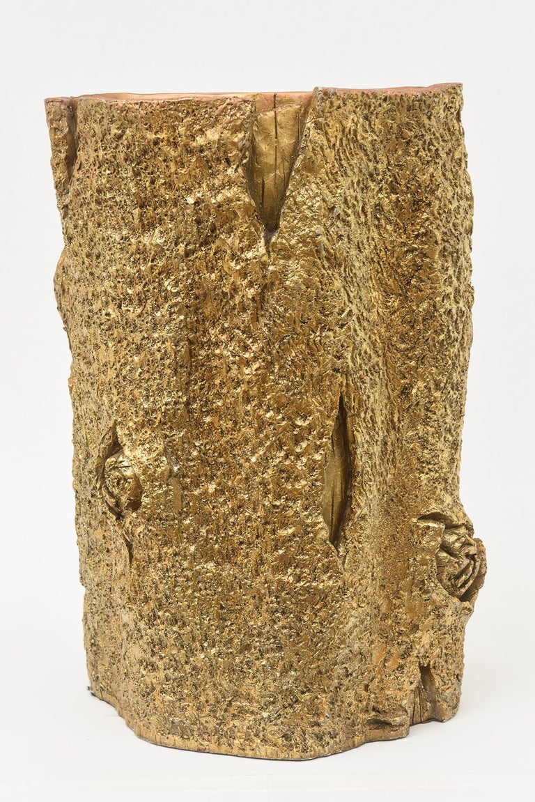 Gold Painted Resin Plaster Composition Tree Stump Stool or Side Table ...