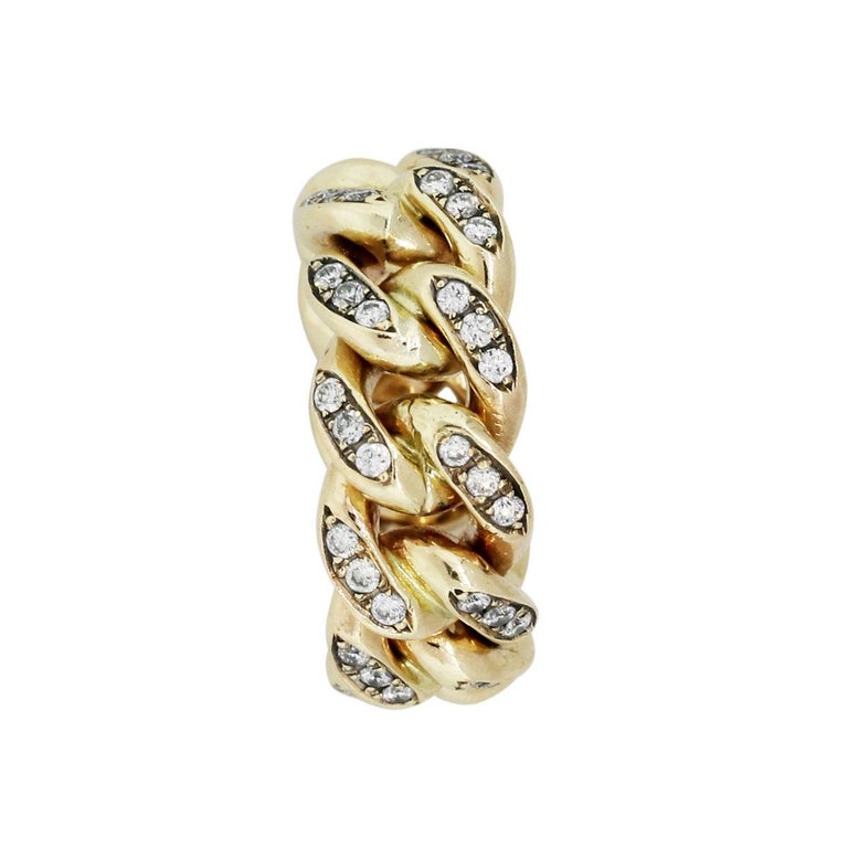 Gold Pave Diamond Cuban Link Ring at 1stDibs | cuban link ring with ...