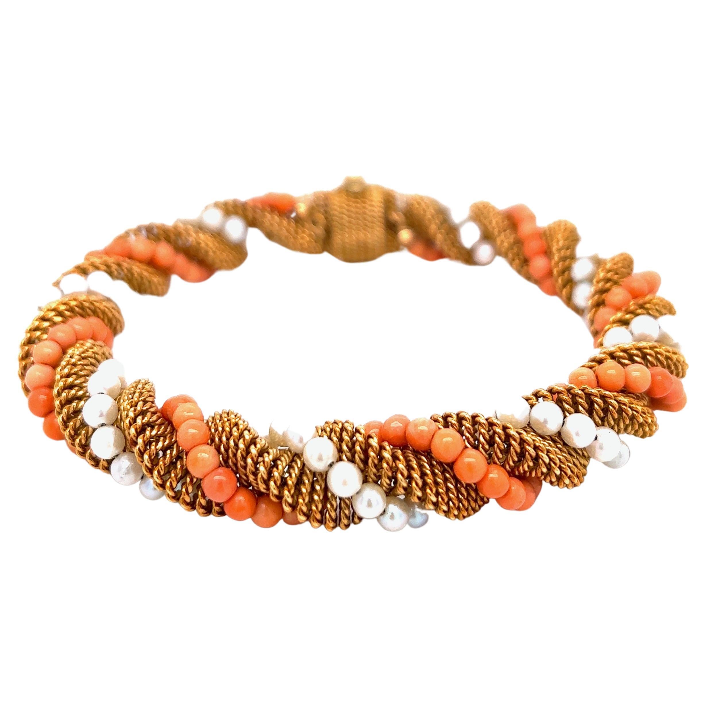 Corals Gold Bracelet For Sale at 1stDibs | italian coral bracelet