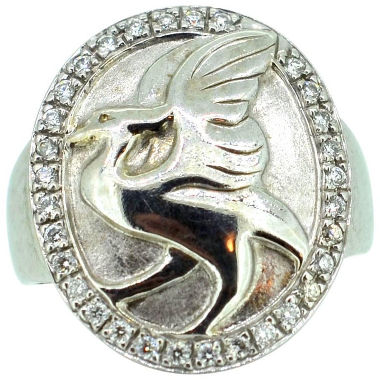 Gold Phoenix Ring with Diamonds For Sale at 1stDibs