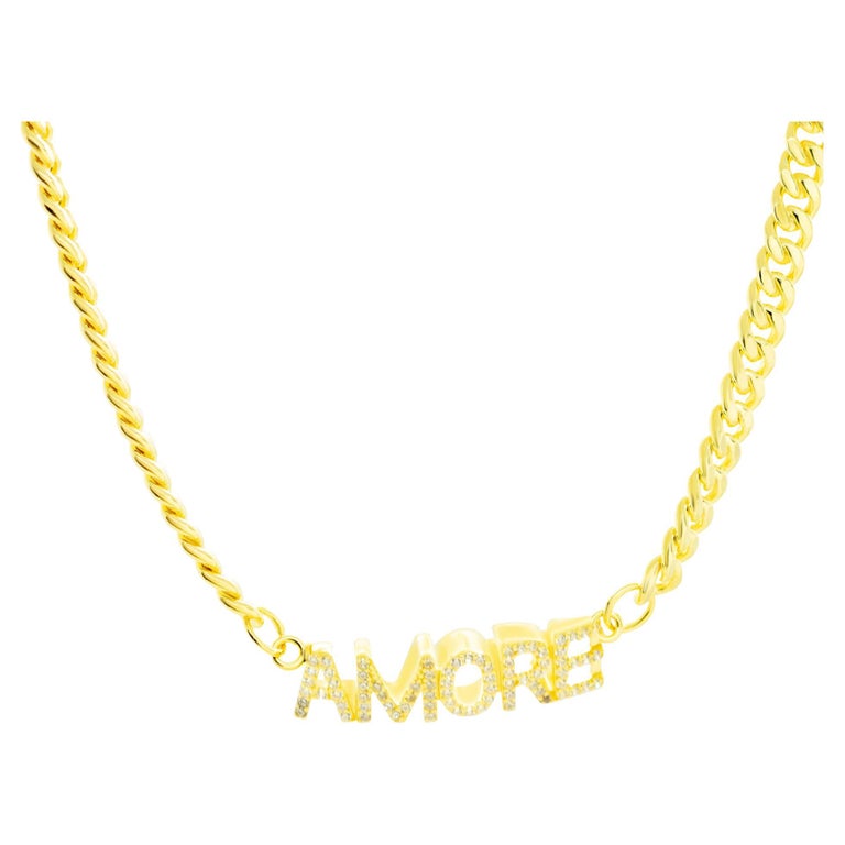 Gold Plate Cubic Zircon Chain Name Letters Romantic Amore Intini Jewels ...