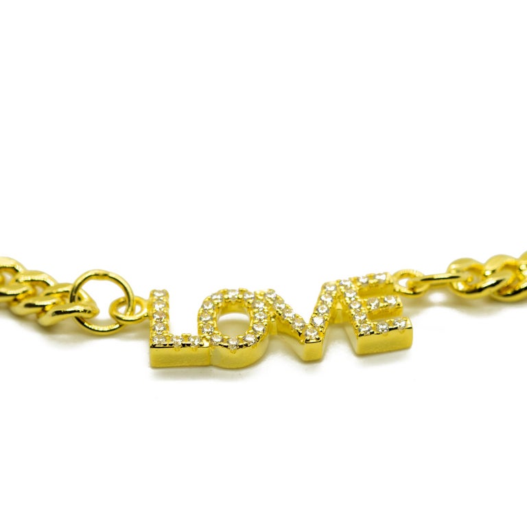 Gold Plate Cubic Zircon Chain Name Letters Romantic Love Intini Jewels ...