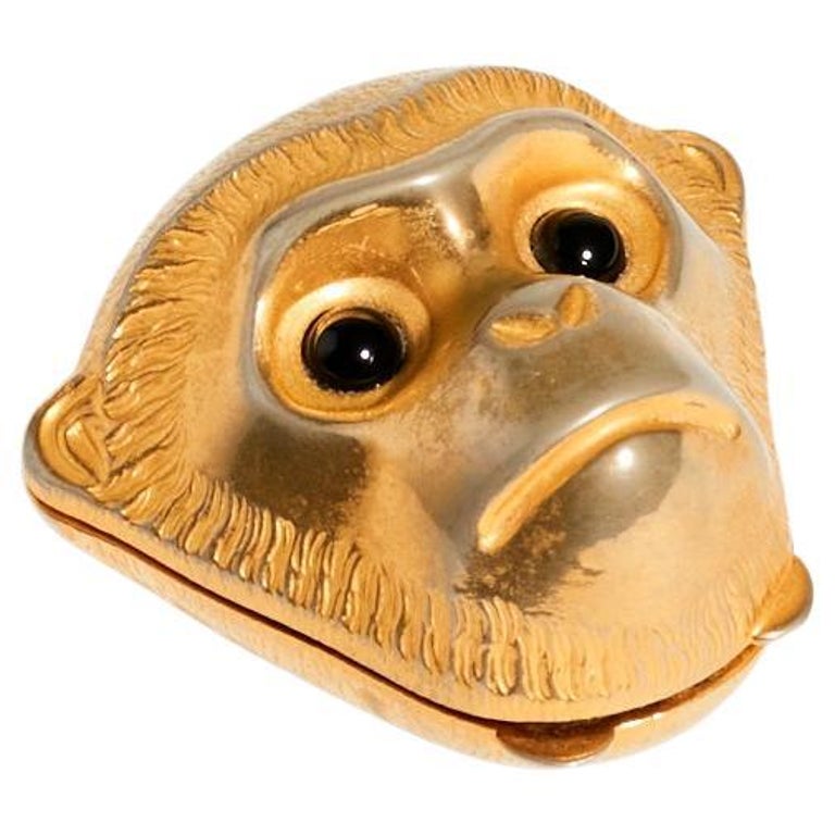 Gold Plate Monkey Face Case For Sale at 1stDibs