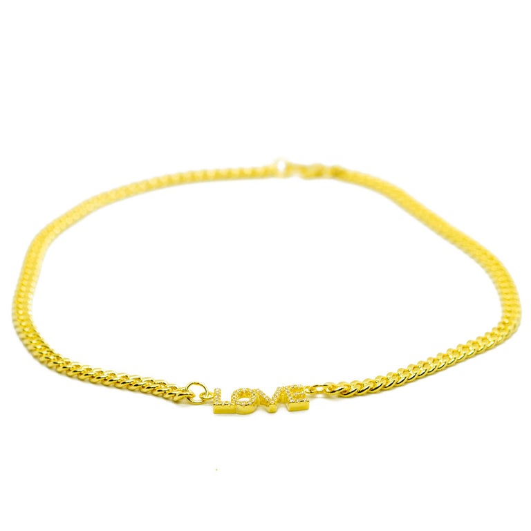 Gold Plate Zirconia Chain Name Letters Customisable Anna Intini Jewels ...