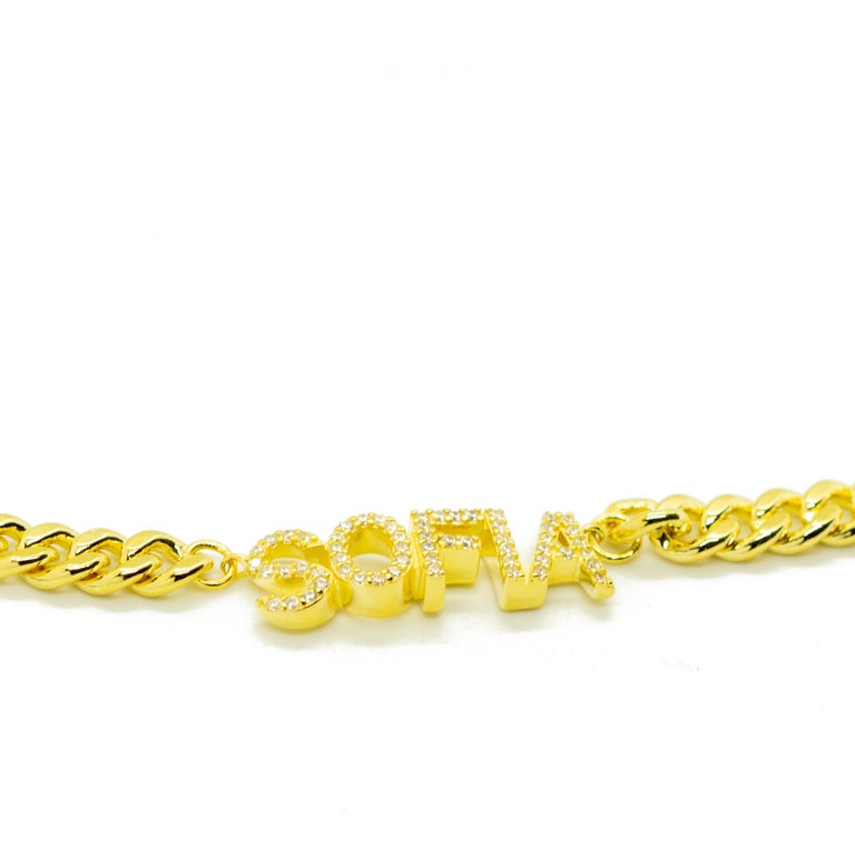 Gold Plate Zirconia Chain Name Letters Customisable Anna Intini Jewels ...