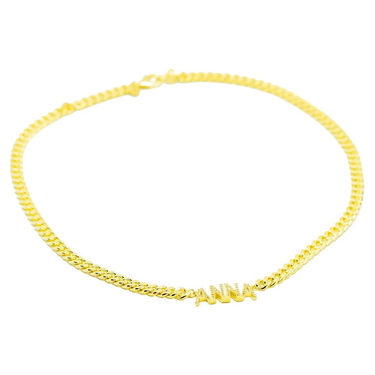 Gold Plate Zirconia Chain Name Letters Customisable Anna Intini Jewels ...