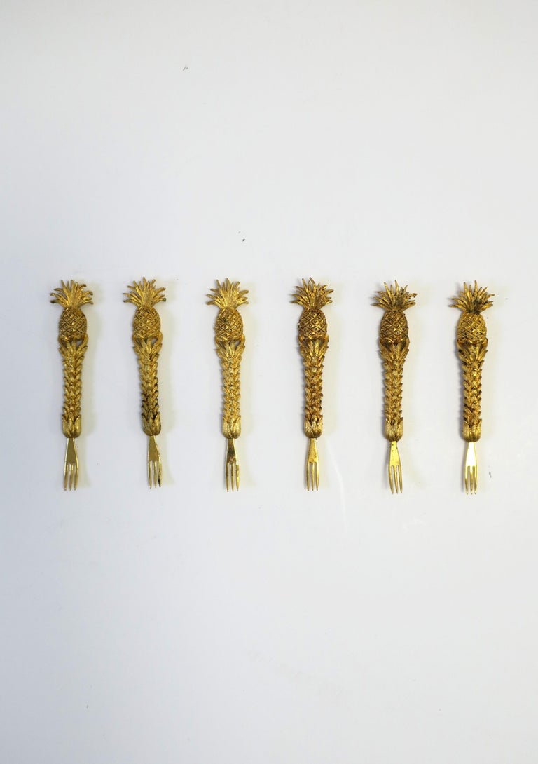 Gold Plated Appetizer Canapé Hor D'oeuvres Forks with Pineapple Design ...
