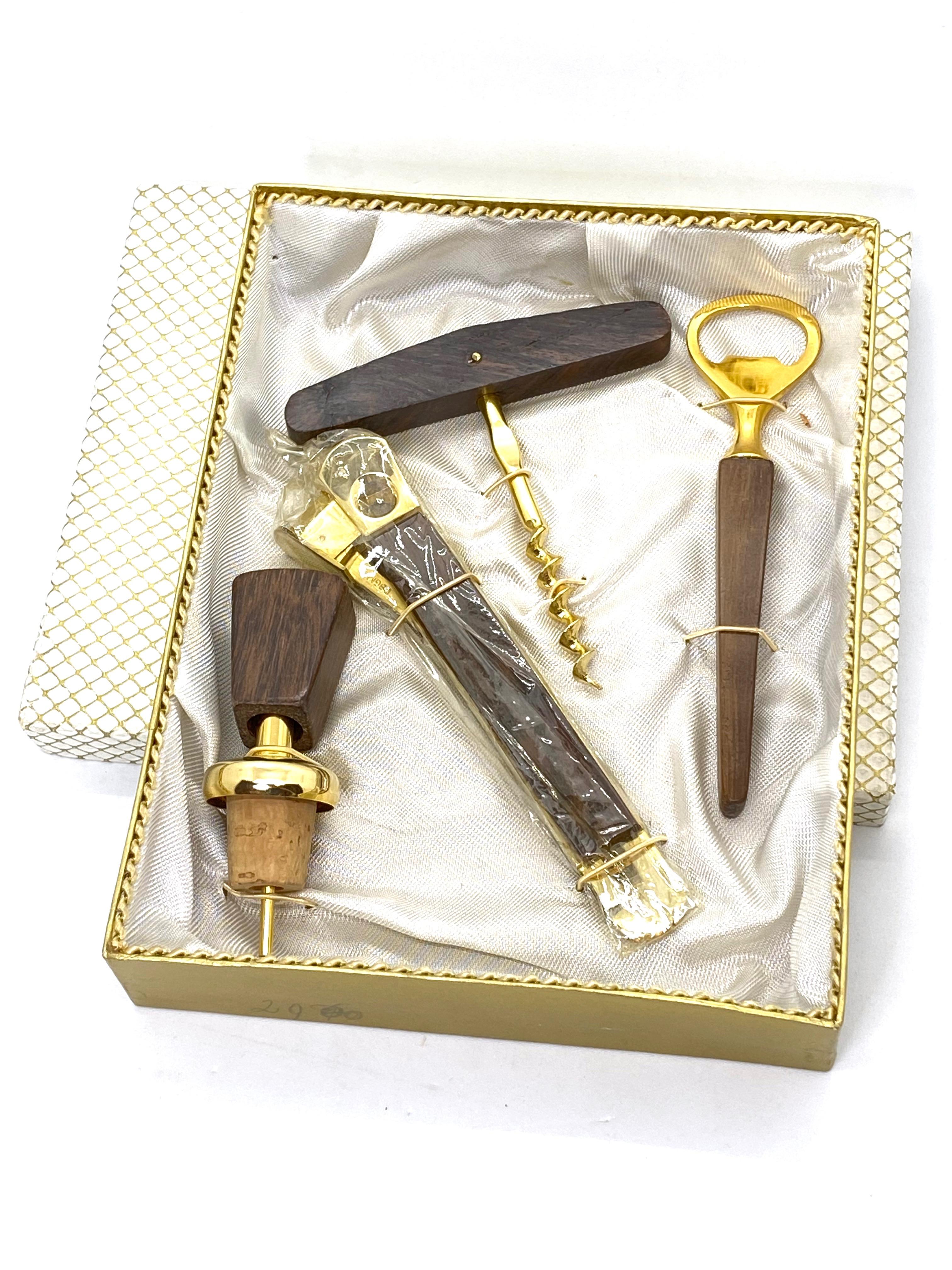 Gold-Plated Bar Accessories Set and Cigar Cutter, Mid-Century Modern ...