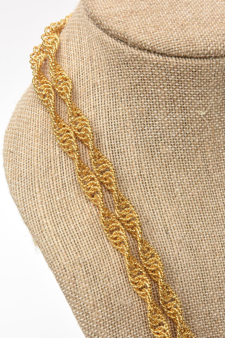Vintage Gold Plated Spiral Chain Wrap Necklace For Sale at 1stDibs
