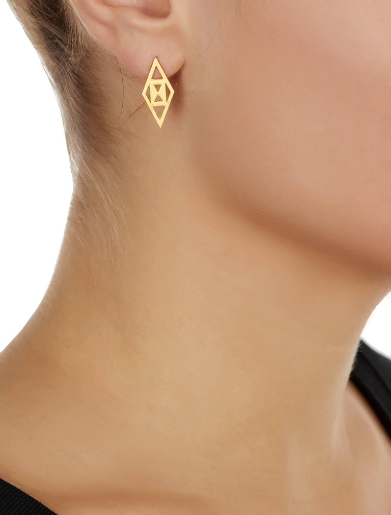 Gold-Plated Convertible Rhombus Shaped with Geometrical Cut-Out Greek ...
