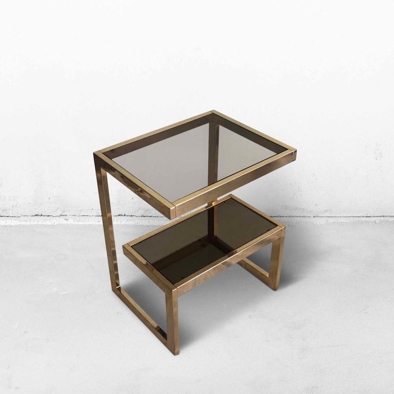 Gold-Plated G-Shaped Table Belgo Chrom, 1980s For Sale at 1stDibs