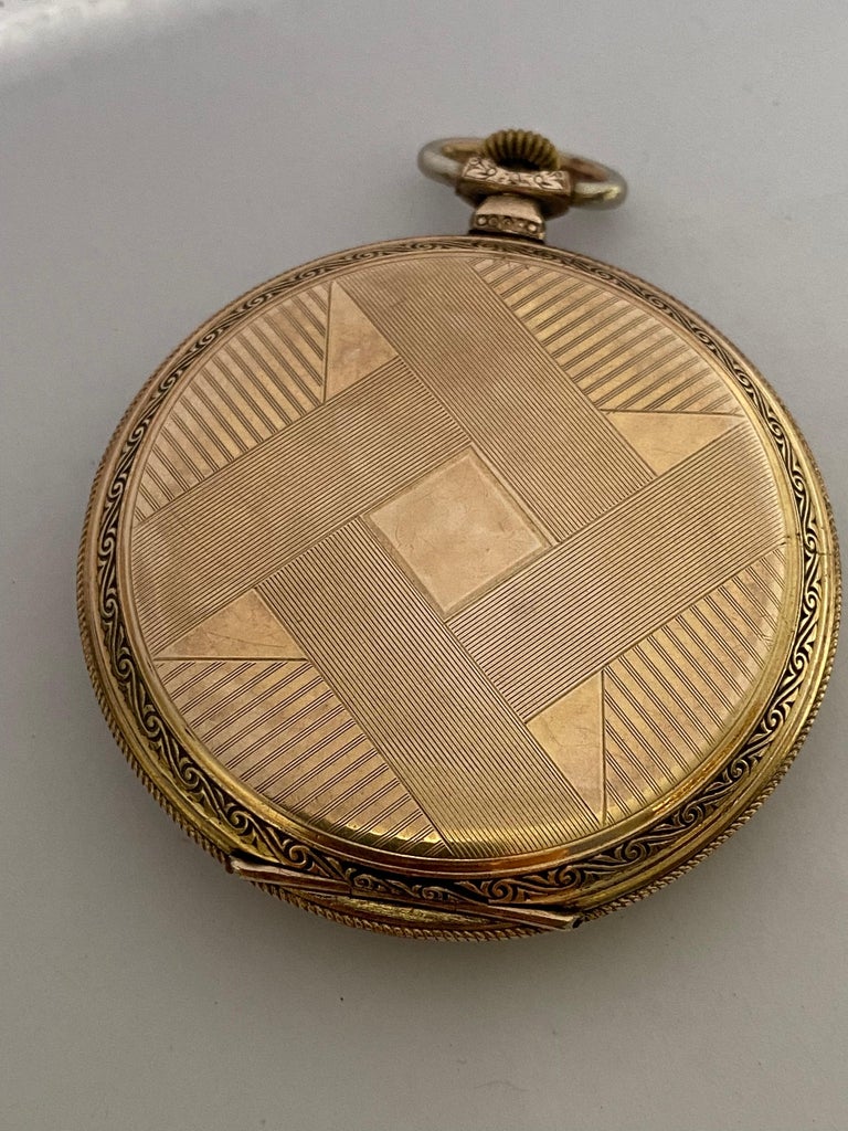 Gold-Plated Record Watch Co. Geneve Antique Pocket Watch For Sale at ...