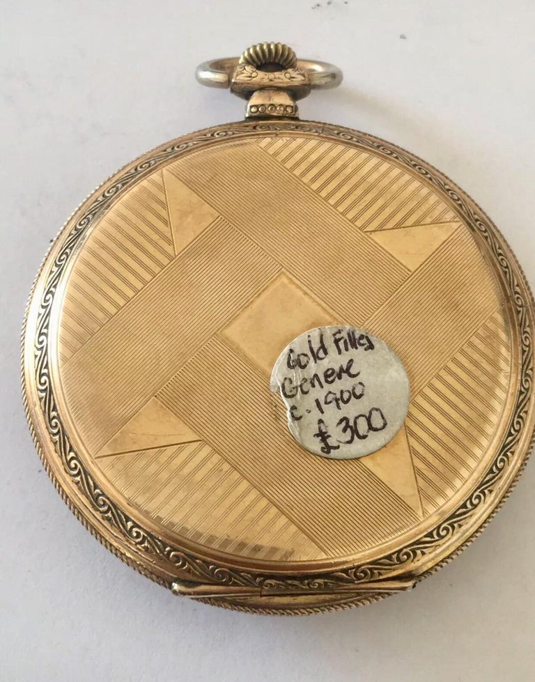 Gold-Plated Record Watch Co. Geneve Antique Pocket Watch For Sale at ...