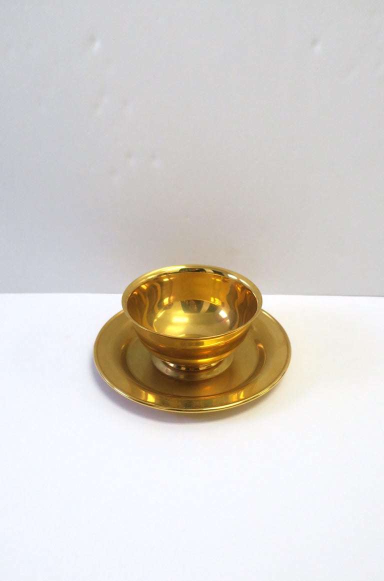 Gold Plated Revere Serving Bowl and Underplate Saucer For Sale at 1stDibs