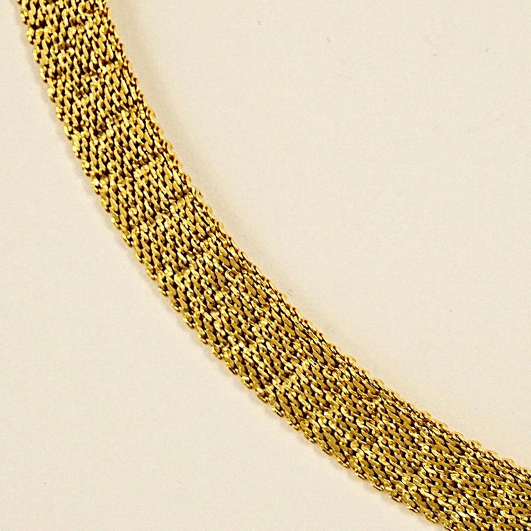 Gold Plated Textured Design Mesh Choker Necklace circa 1980s For Sale ...
