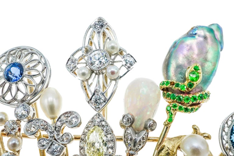 Gold, Platinum, Colored Diamond and Gem-Set Stick-Pin Brooch at 1stDibs ...