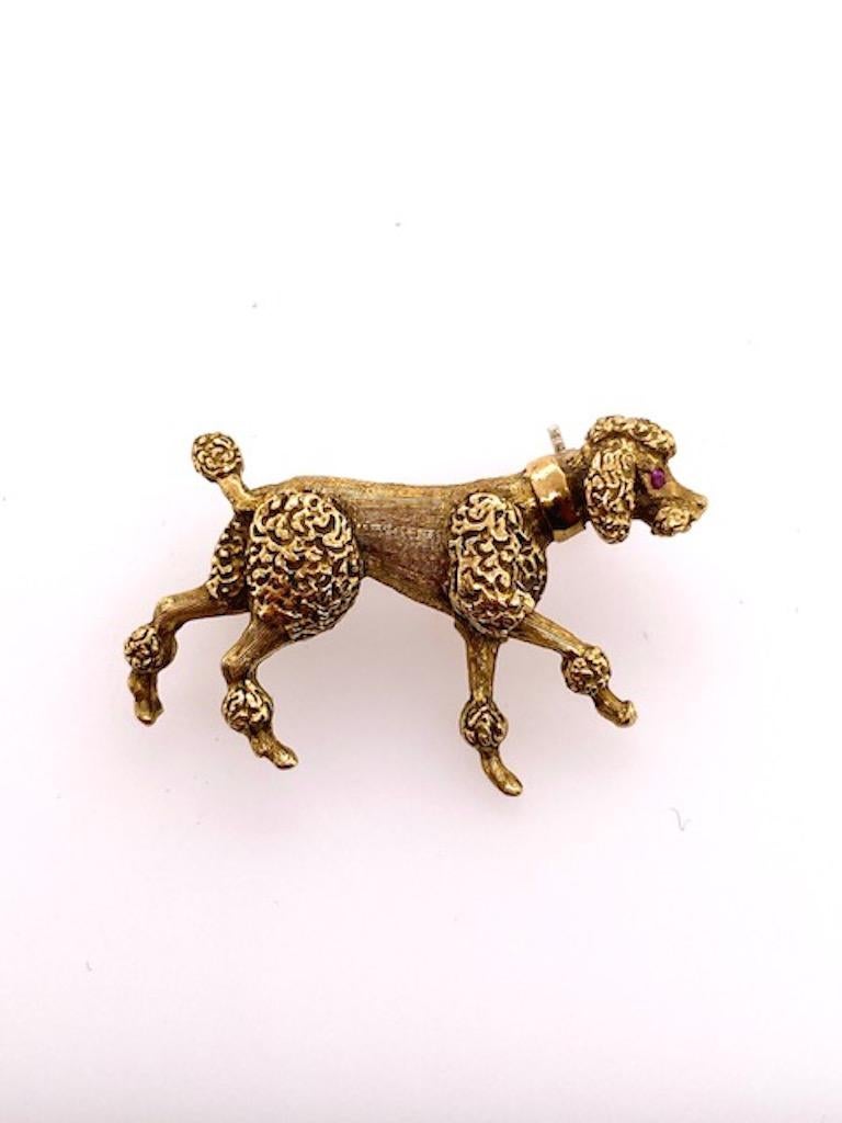 Ruby and Gold Poodle Pin For Sale at 1stDibs