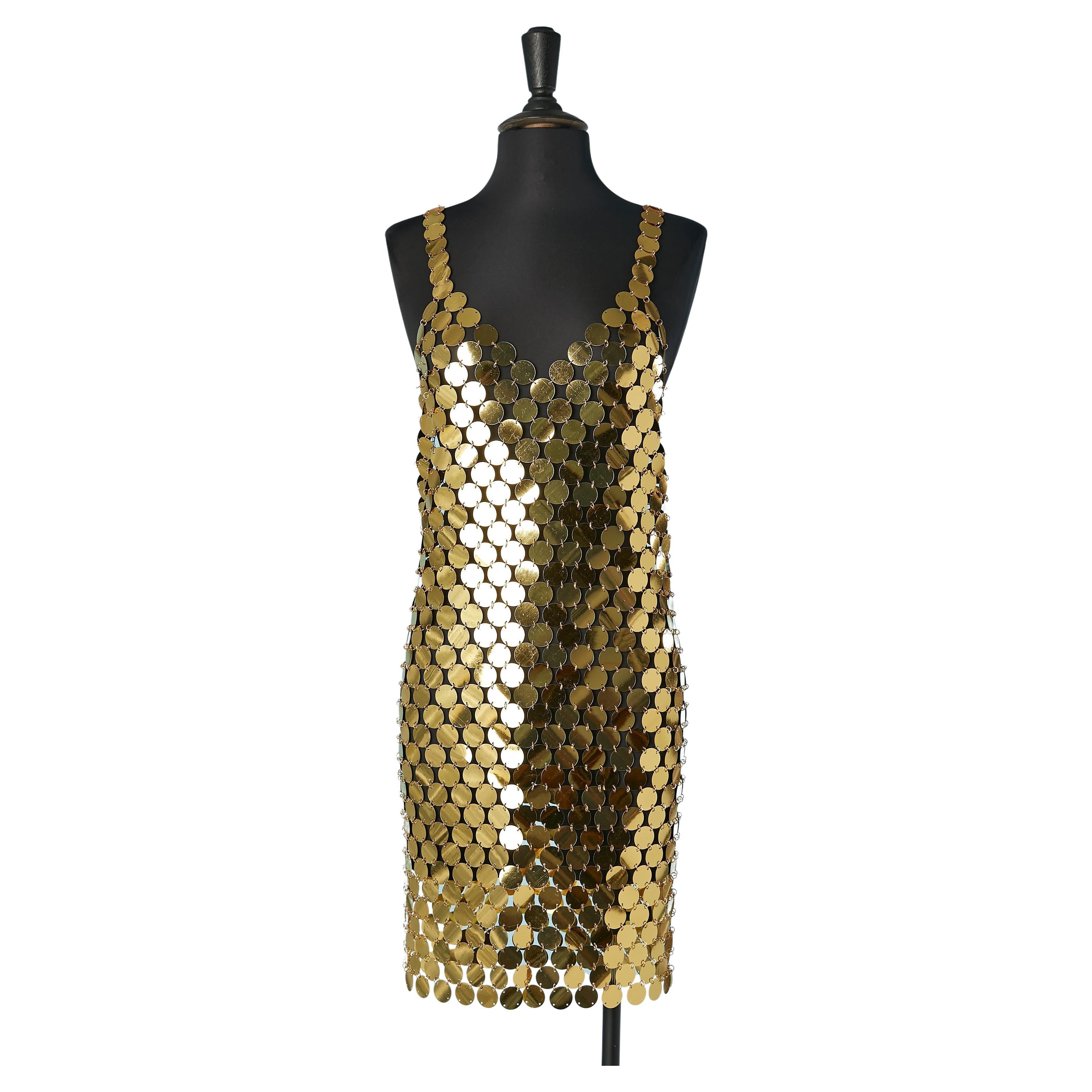 Gold Pvc pads cocktail dress For Sale at 1stDibs