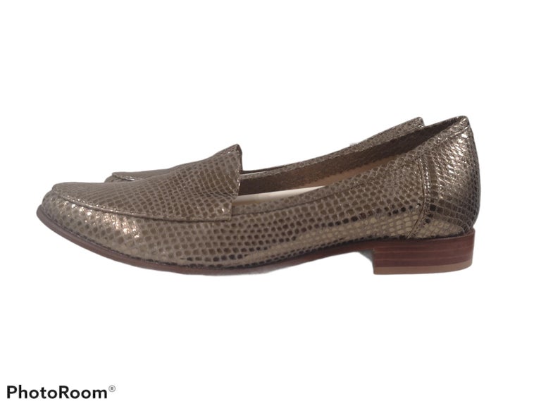 Gold python print leather loafer NWOT For Sale at 1stDibs