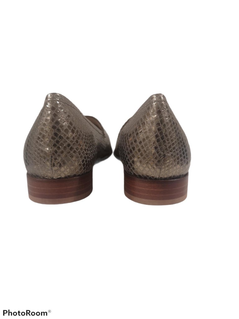 Gold python print leather loafer NWOT For Sale at 1stDibs