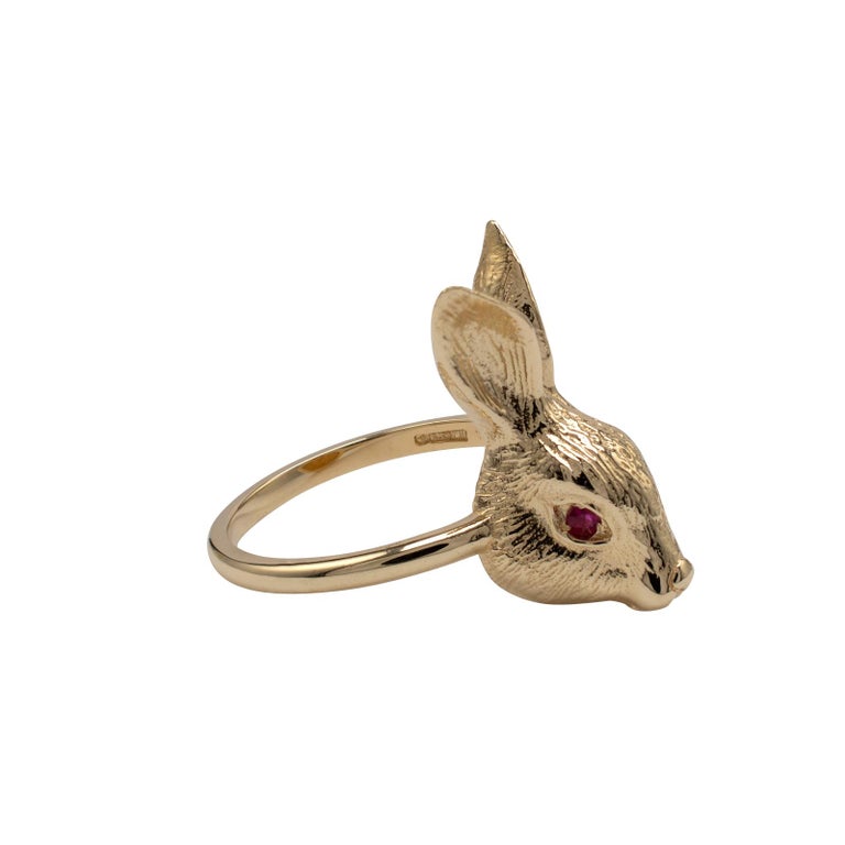 Solid Gold Rabbit, Ruby Eyes, Custom Made Animal Rings by Michael ...