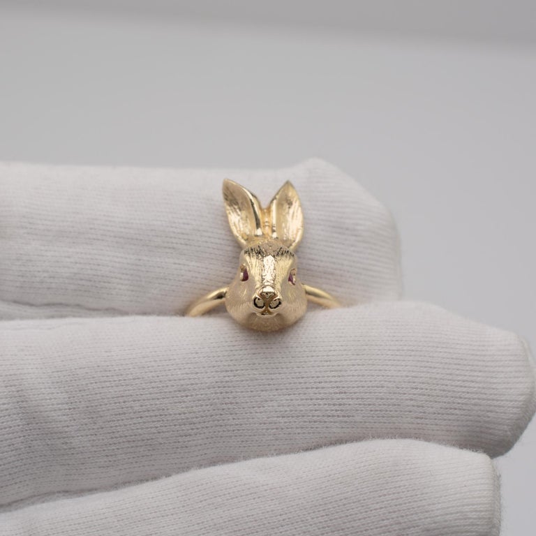 Solid Gold Rabbit, Ruby Eyes, Custom Made Animal Rings by Michael ...