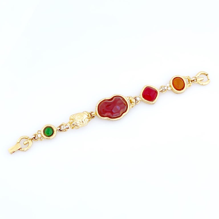 Gold and Resin Cabochon Organic Link Bracelet With Logo Clasp By ...
