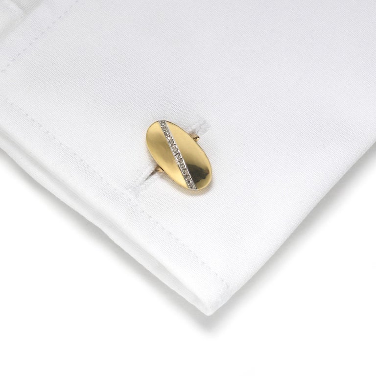 Gold Reversible Diamond Swivel Cufflinks, circa 1920 For Sale at 1stDibs