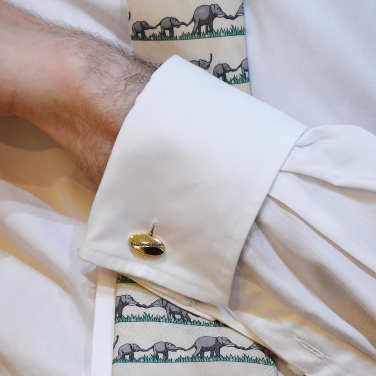 Gold Reversible Diamond Swivel Cufflinks, circa 1920 For Sale at 1stDibs
