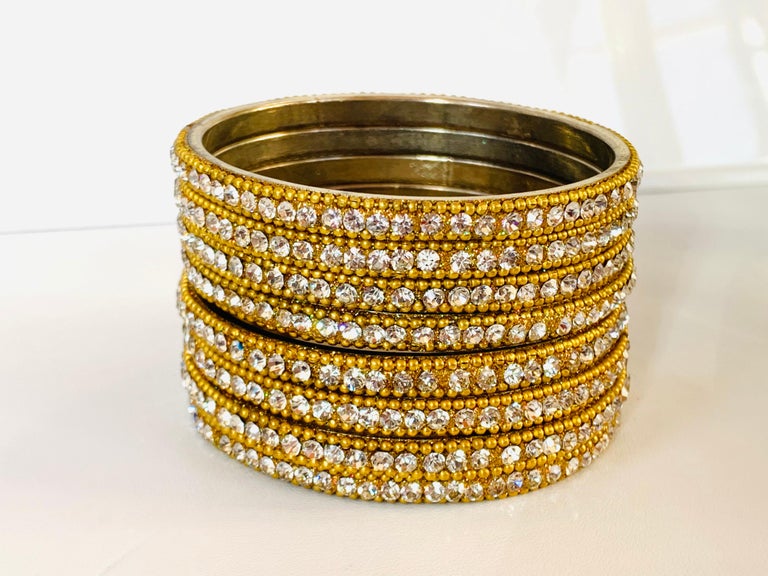 Gold Rhinestone Bangles For Sale at 1stDibs