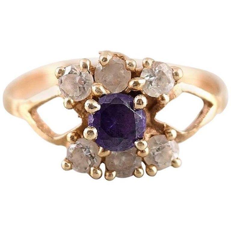 Gold Ring 14 Karat Violet Stones at 1stDibs