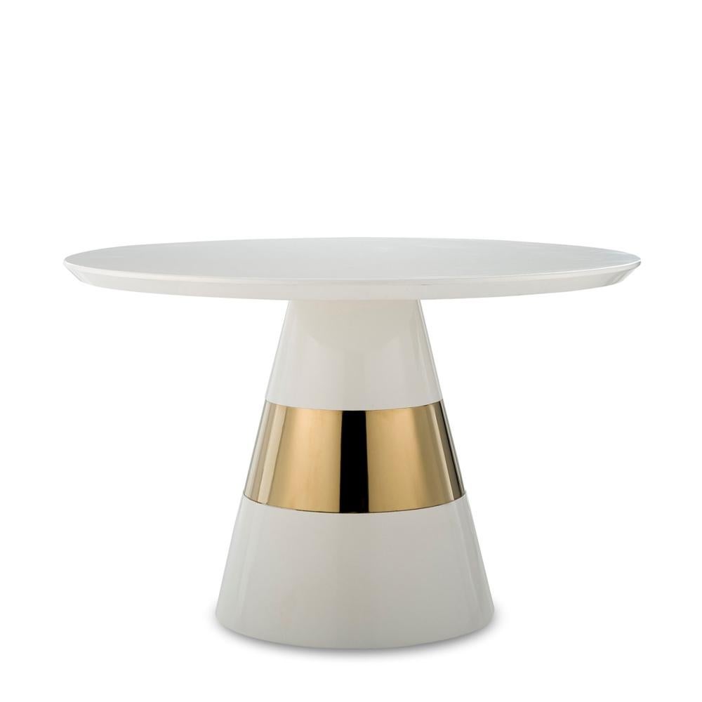 Gold Ring Round Table in White Lacquered Finish at 1stDibs | fluted ...