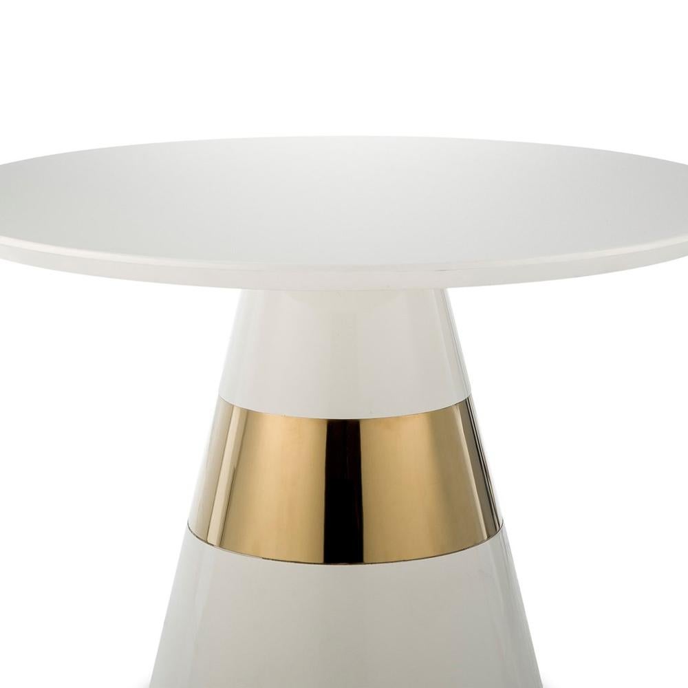 Gold Ring Round Table in White Lacquered Finish at 1stDibs | fluted ...