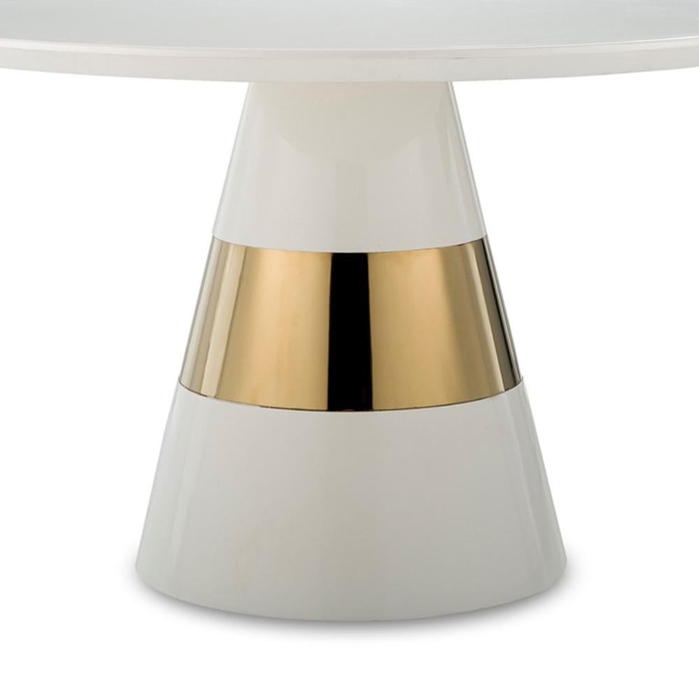 Gold Ring Round Table in White Lacquered Finish at 1stDibs | fluted ...