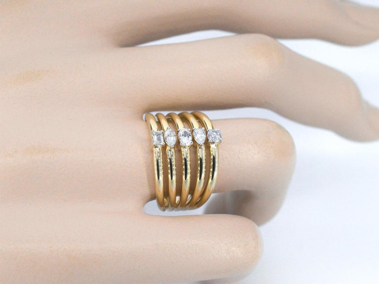 Gold ring with 5 special diamonds For Sale at 1stDibs