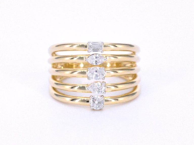Gold ring with 5 special diamonds For Sale at 1stDibs